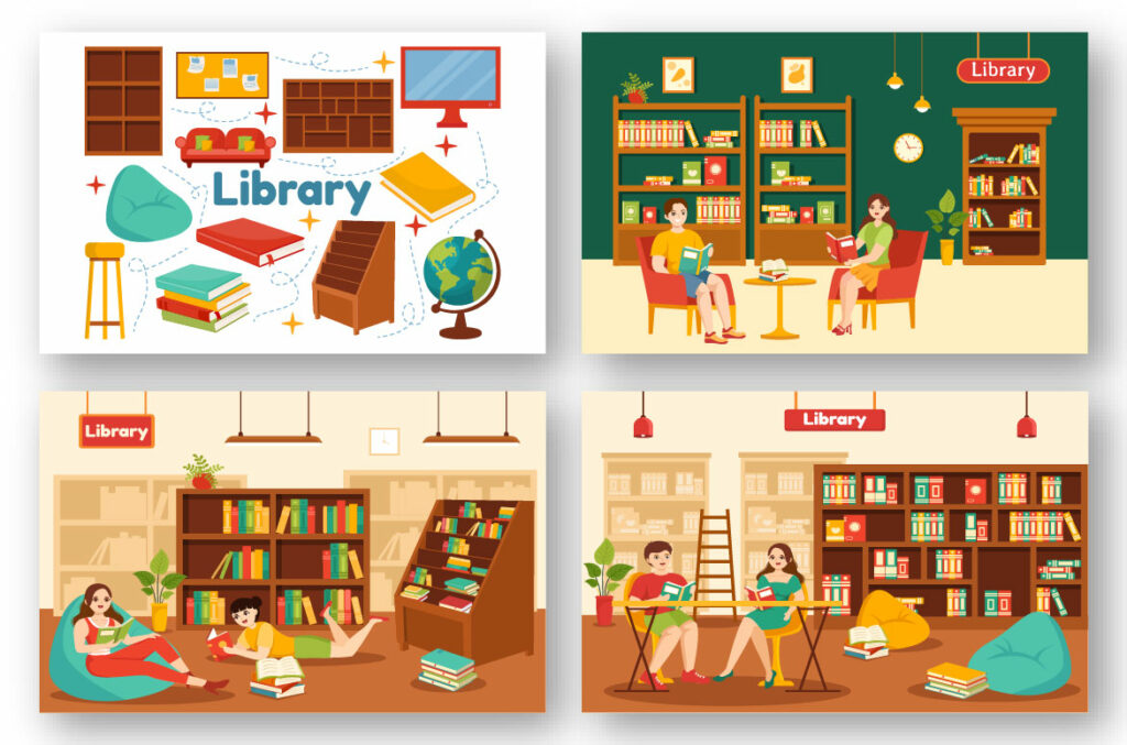 12 Library Vector Illustration - MasterBundles