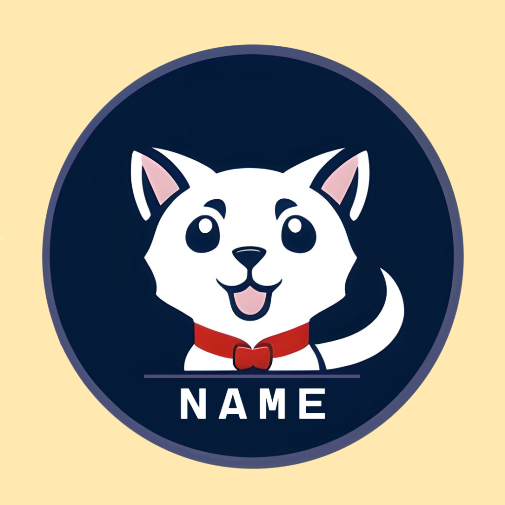dog logo, with inscription, and skin color background - MasterBundles