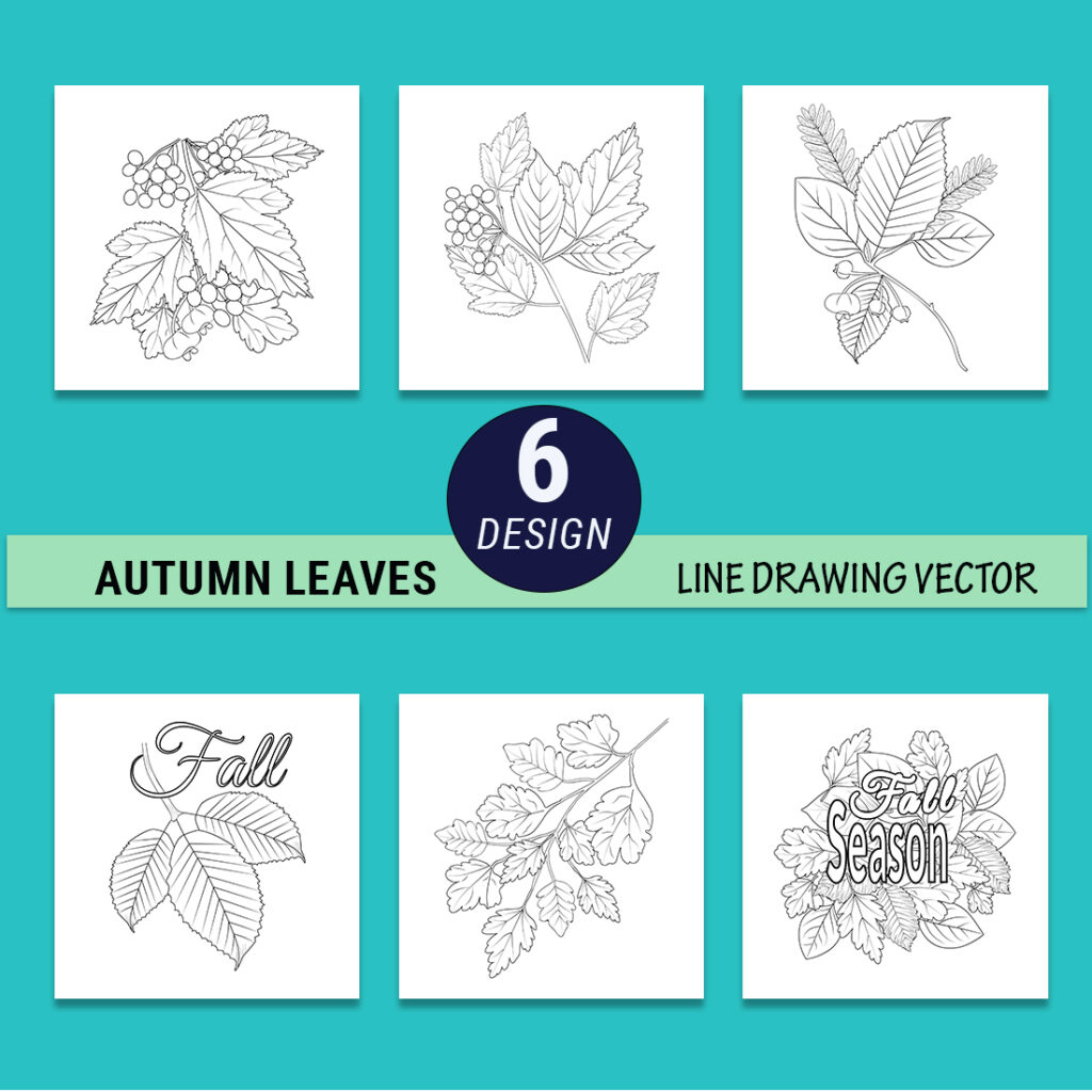 Set of autumn leaves set for coloring page vector, a branch of ripe ...
