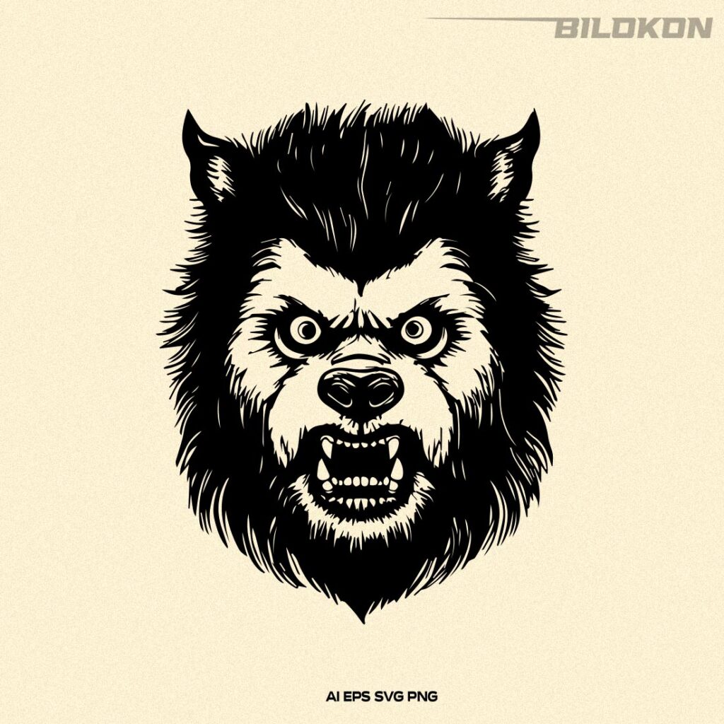 Werewolf head, Wolf man head, Halloween SVG Design - MasterBundles