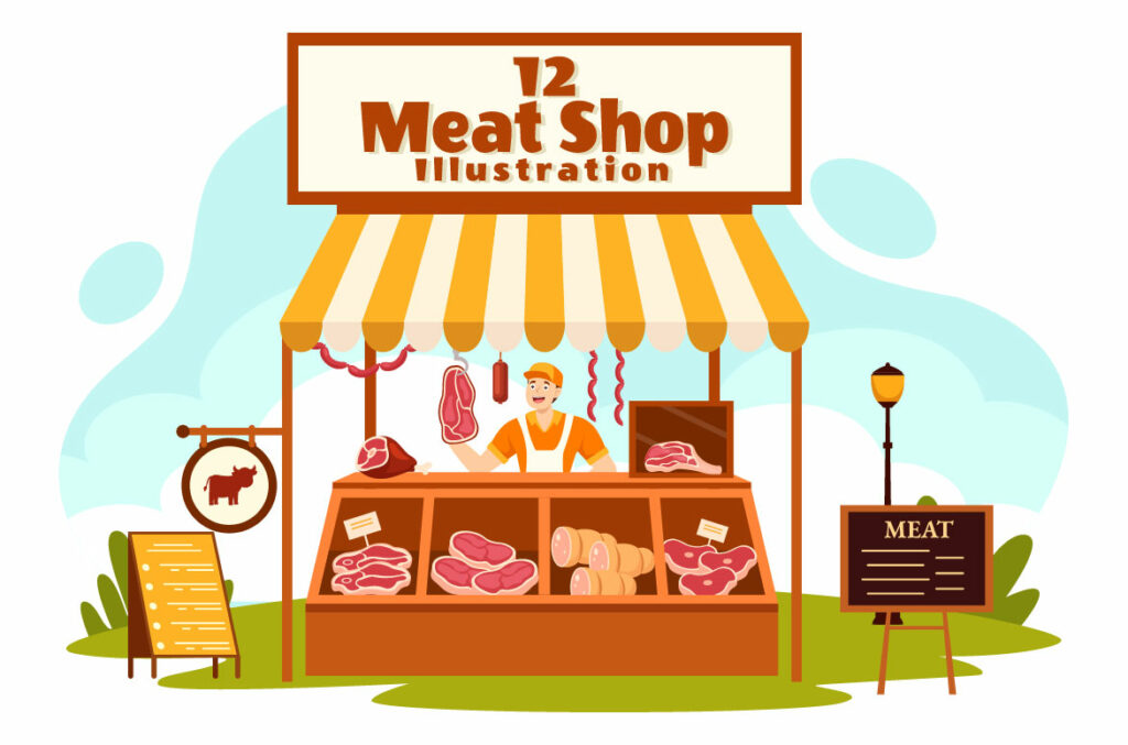 12 Meat Shop Vector Illustration - MasterBundles