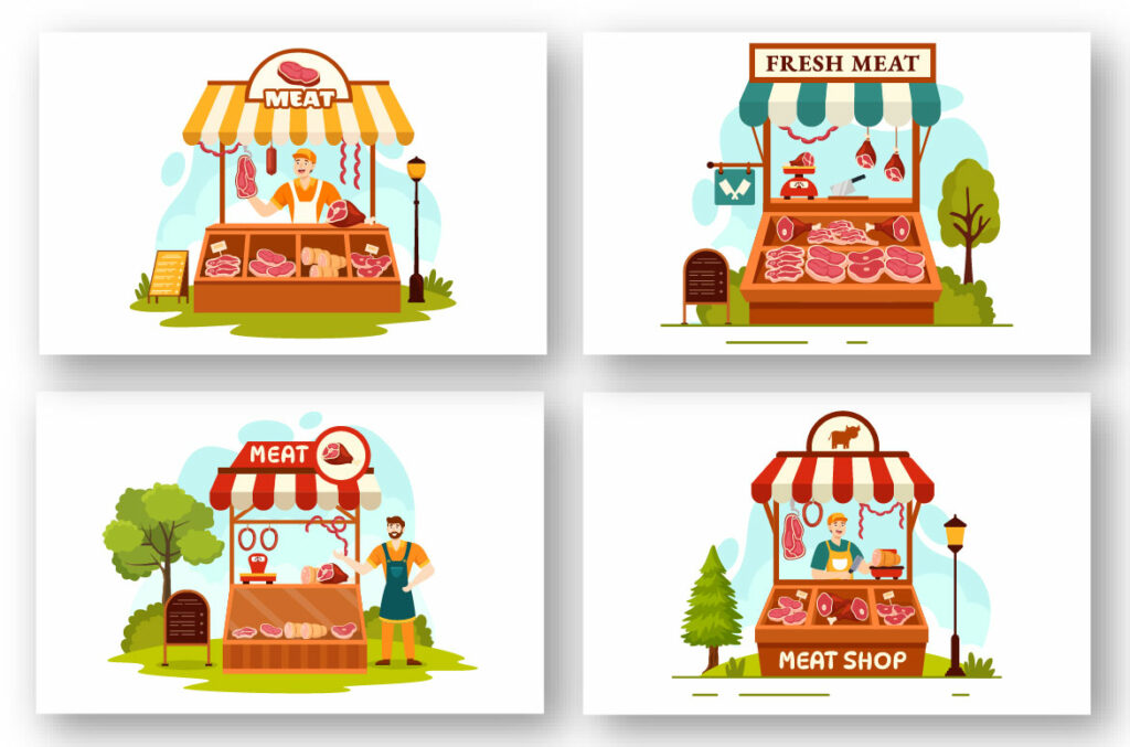 12 Meat Shop Vector Illustration - MasterBundles