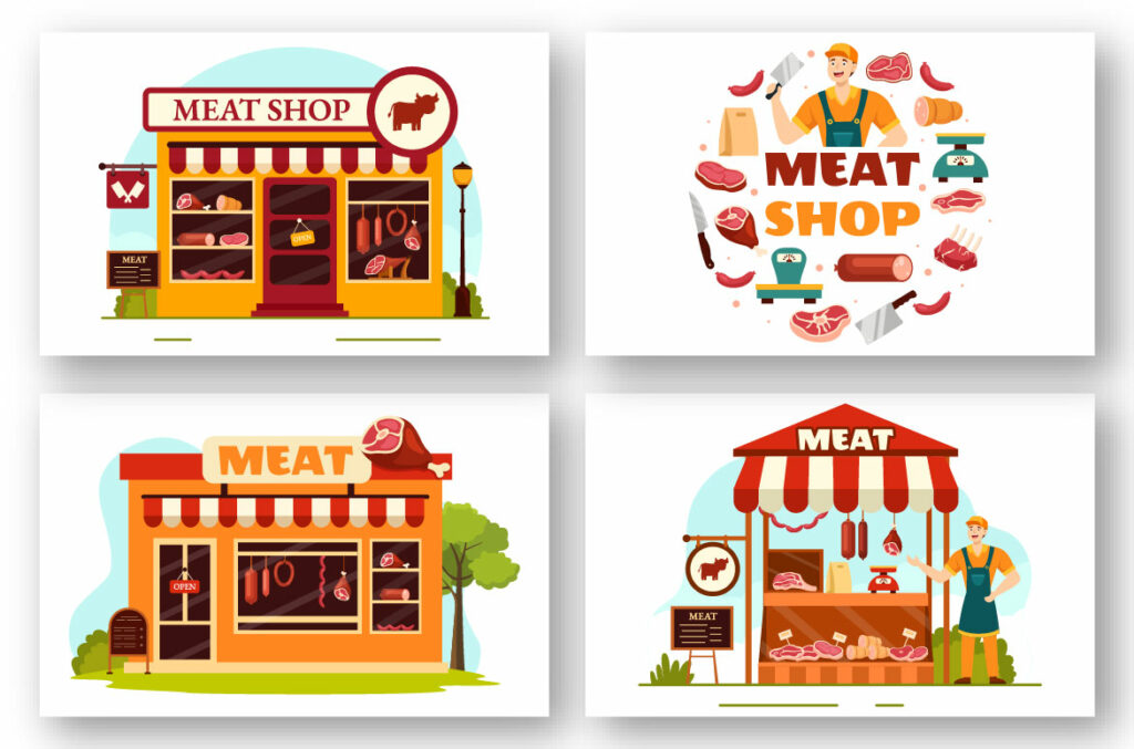12 Meat Shop Vector Illustration - MasterBundles