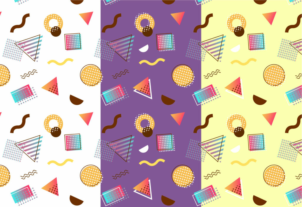 4 Seamless Colorful Memphis Patterns With Geometric Shapes. - MasterBundles