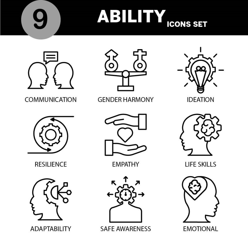 MODERN ABILITY ICON SET STROKE OR BLACK AND COLOUR EDITABOL AND RICBALE ...