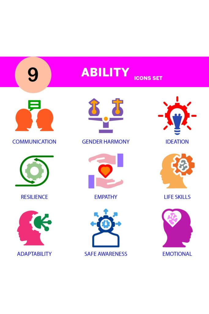 MODERN ABILITY ICON SET STROKE OR BLACK AND COLOUR EDITABOL AND RICBALE ...