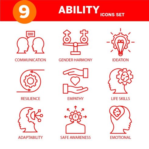 MODERN ABILITY ICON SET STROKE OR BLACK AND COLOUR EDITABOL AND RICBALE ...