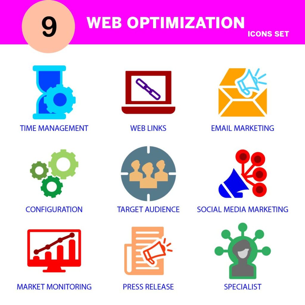MODERN WEB OPTIMIZATION ICON SET EDITABOL AND RICBALE - MasterBundles