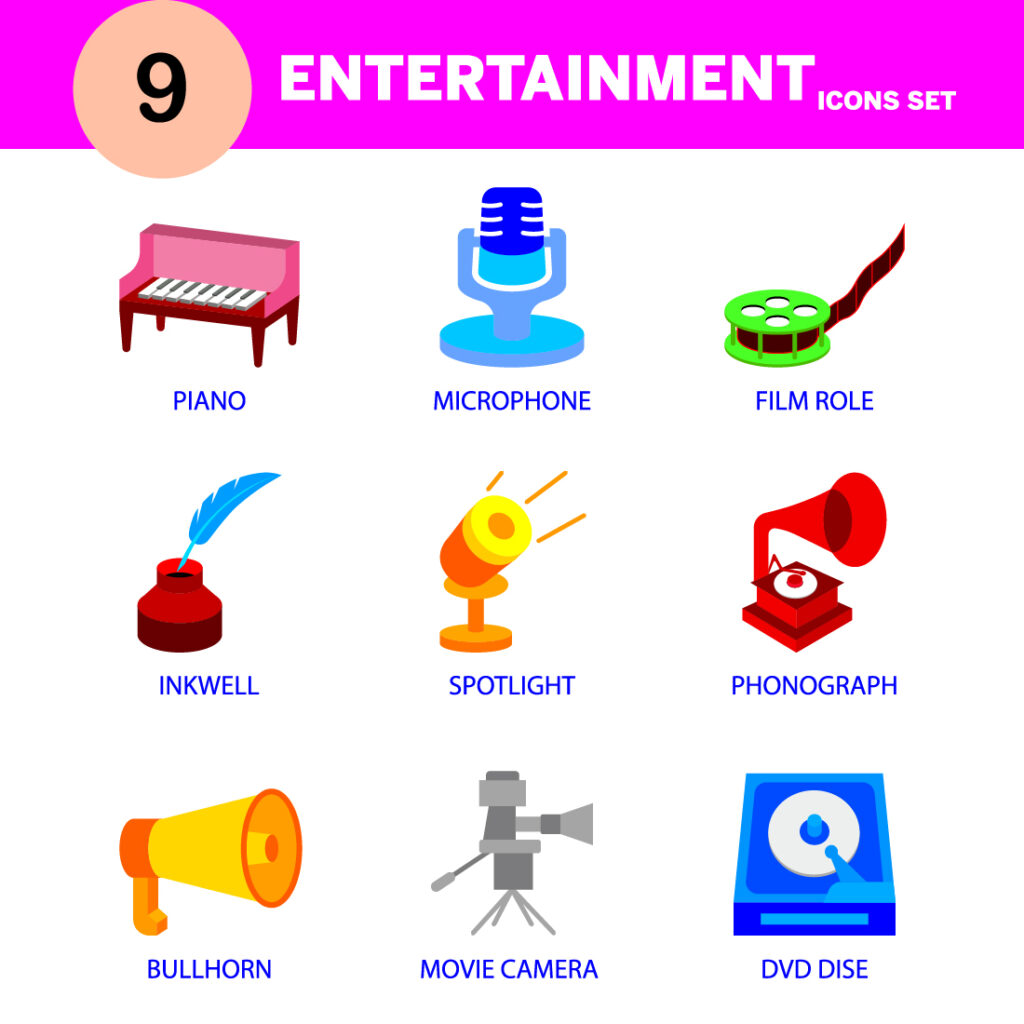 MORDAN ENTERTAINMENT ICON SET EDITABOL AND RICBALE - MasterBundles