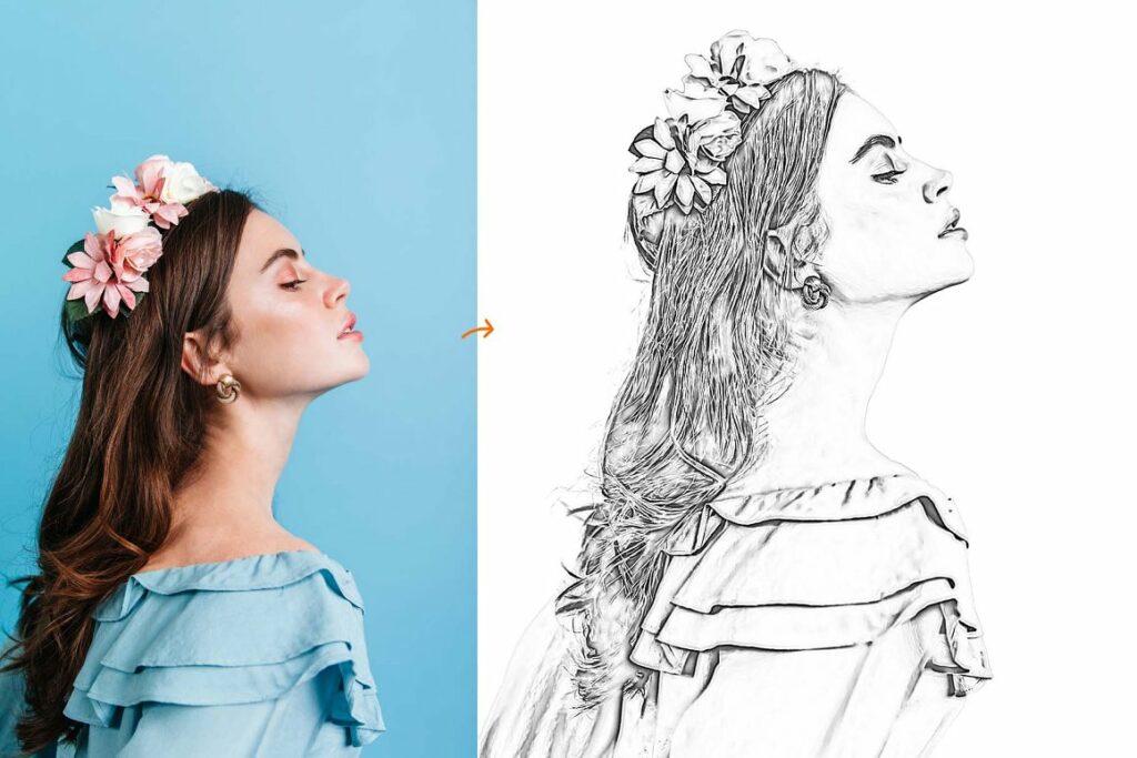 Outline Portrait Photoshop Action - MasterBundles