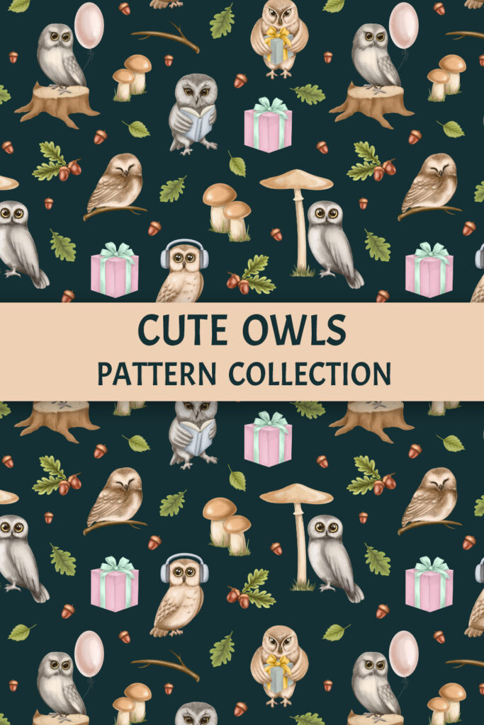 Cute owls pattern collection - MasterBundles
