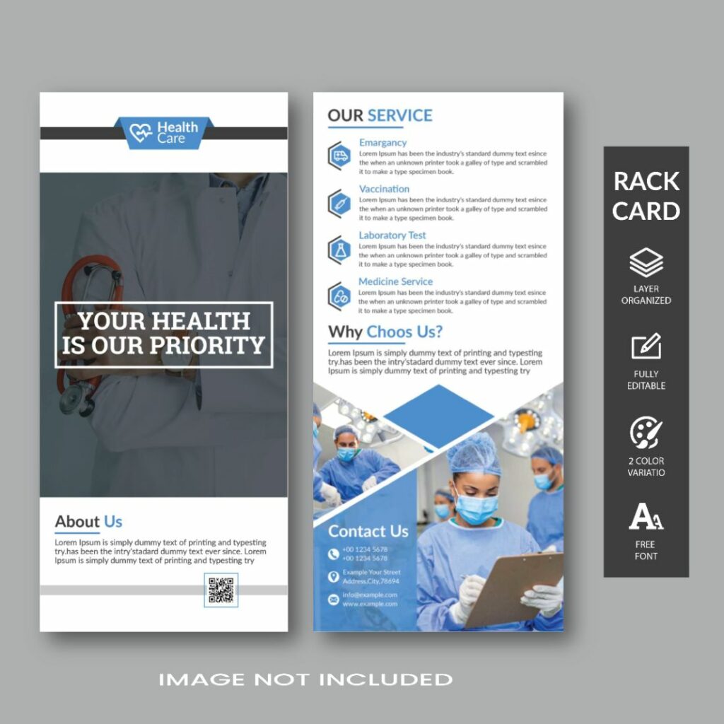 Unique Medical rack card Dl flyer design template - MasterBundles