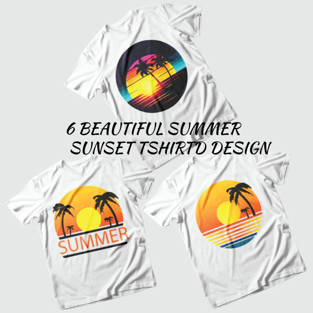 6 Beautiful summer sunset t-shirts design. - MasterBundles