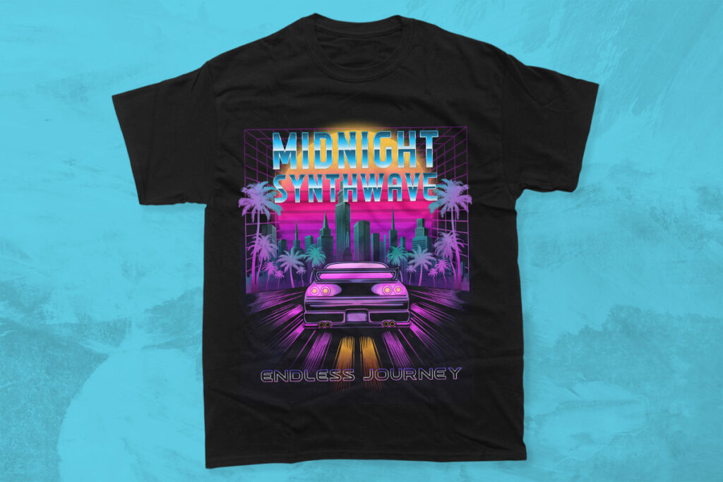 Synthwave Retrowave Futuristic T-shirt Designs PNG Bundle - MasterBundles