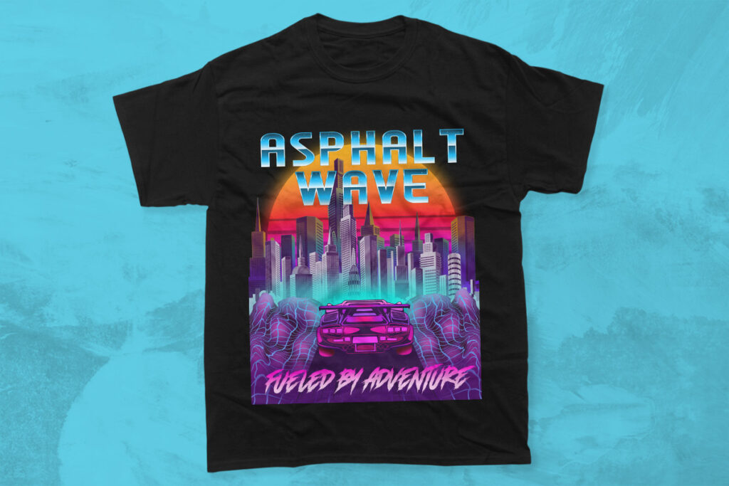 Synthwave Retrowave Futuristic T-shirt Designs PNG Bundle - MasterBundles