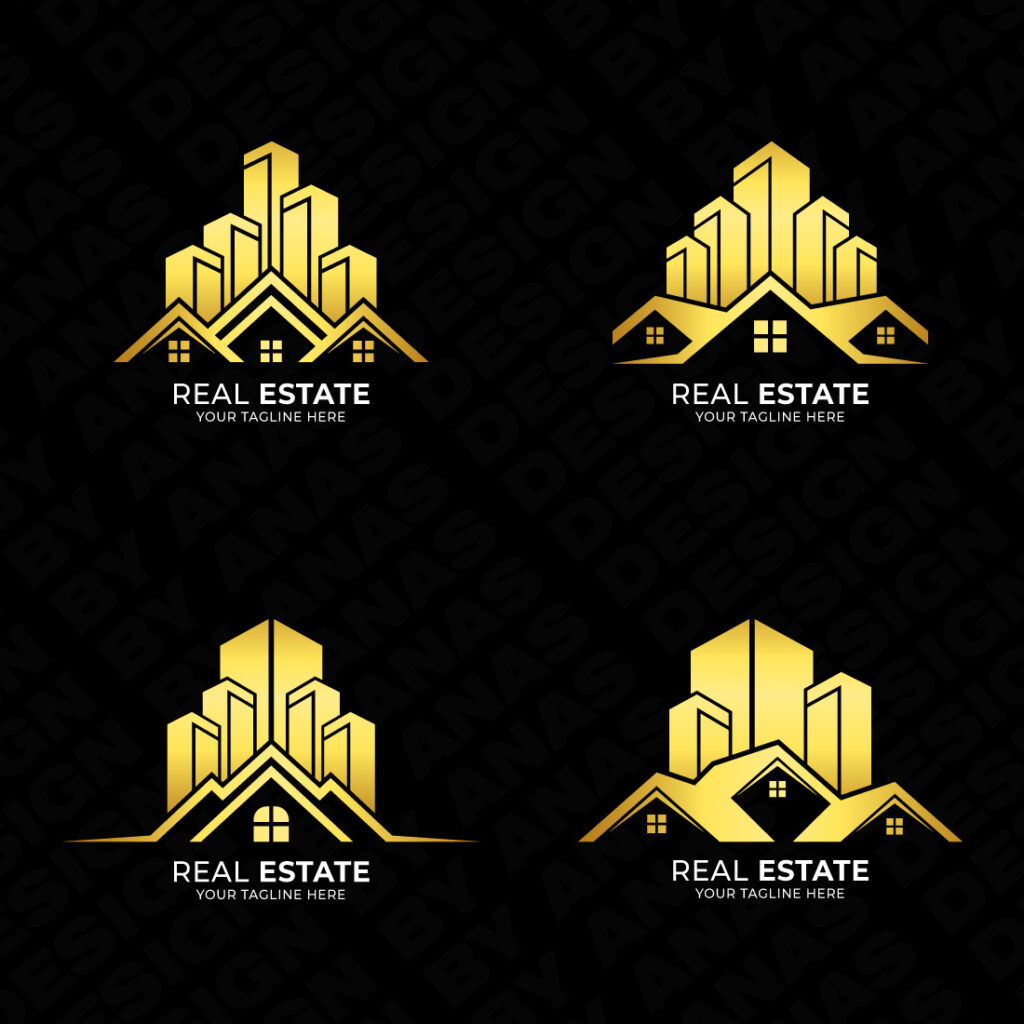 4 Luxury Real Estate Logos Design, Building Logos Bundle Template ...
