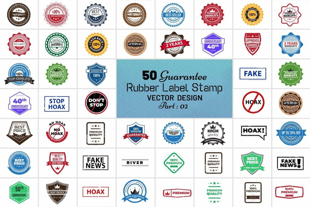 50 Rubber Label Stamp Vector Design - MasterBundles