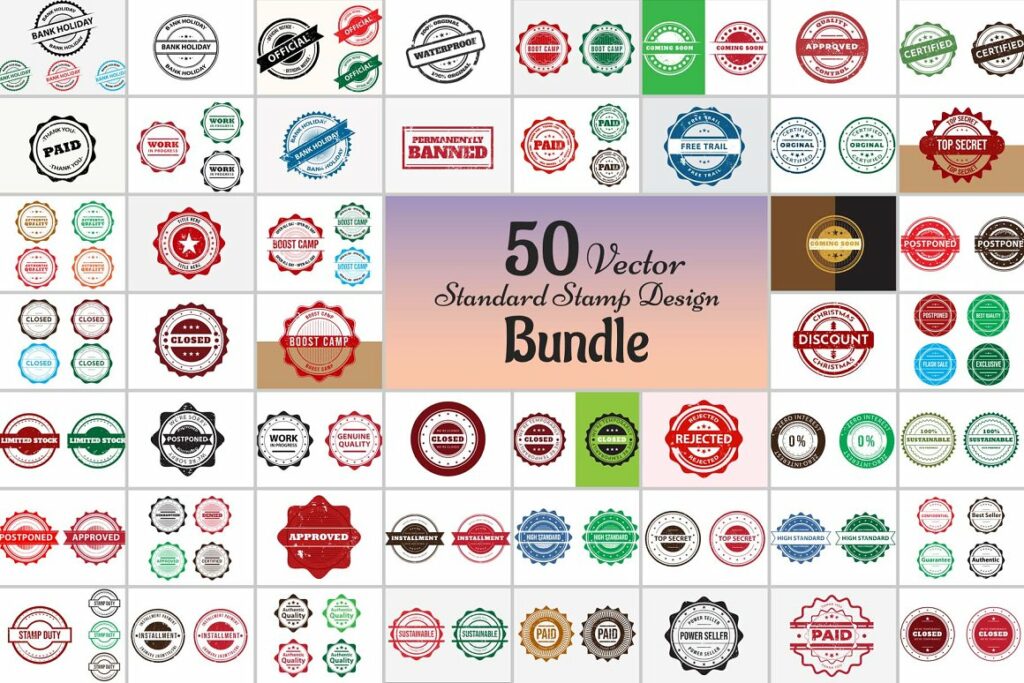 50 Standard Stamp Design Bundle - MasterBundles