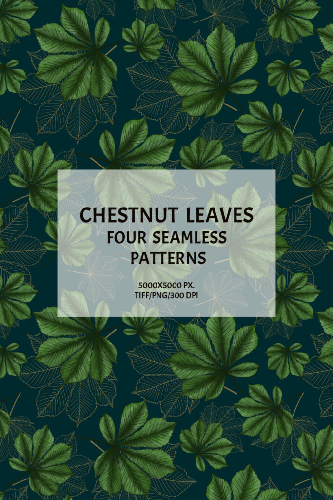 Collection of seamless patterns of chestnut leaves - MasterBundles