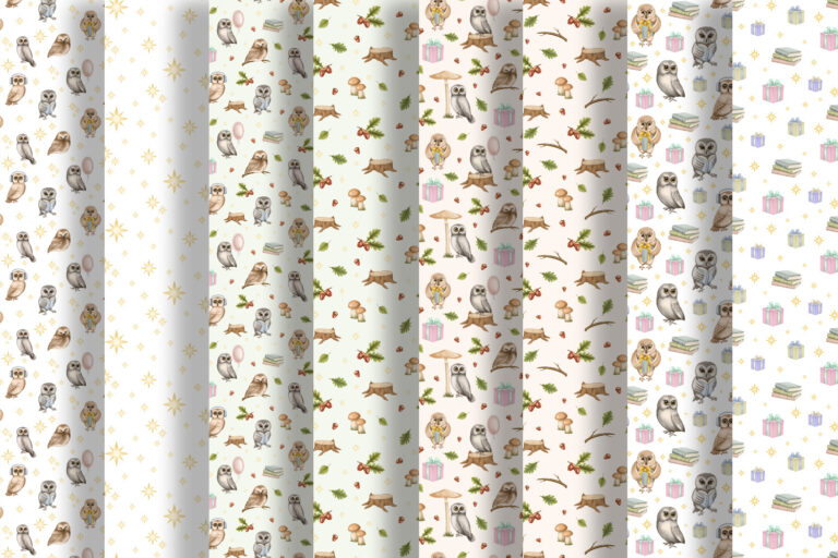 Cute owls pattern collection - MasterBundles