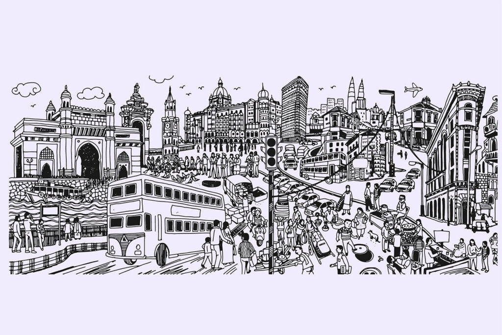 25+ Elements Line Drawing CITY SKYLINE Vector illustrations ...