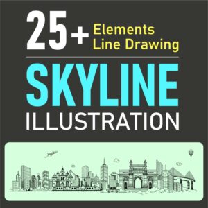25+ Elements Line Drawing CITY SKYLINE Vector illustrations ...