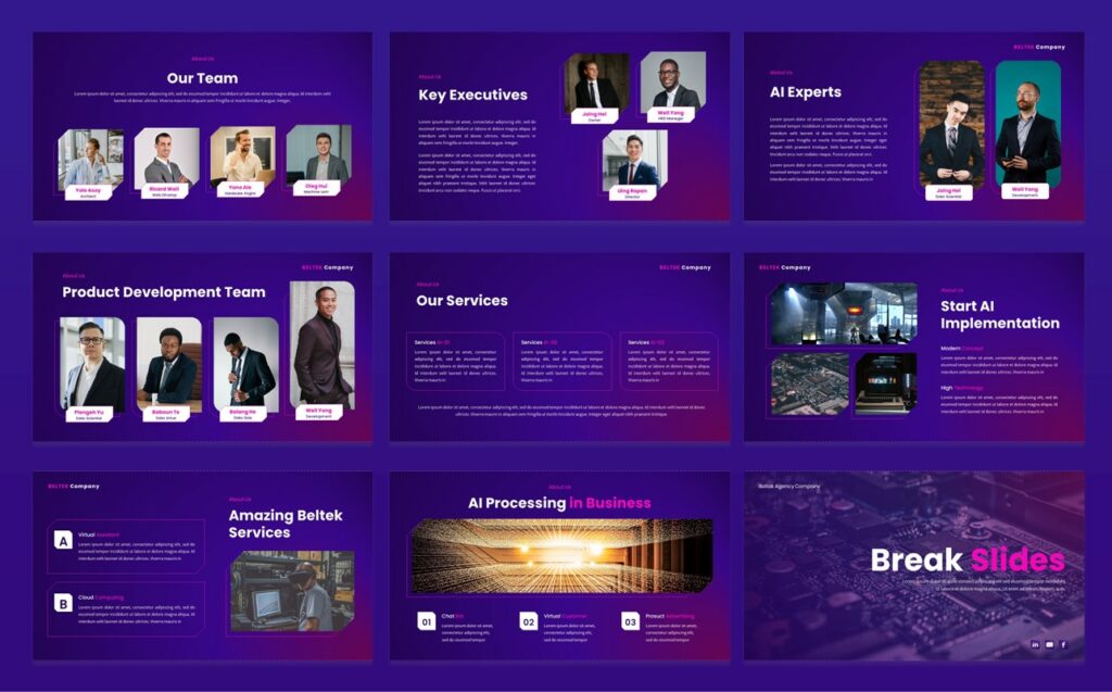 Beltek - AI Tech Presentation PowerPoint Template - MasterBundles