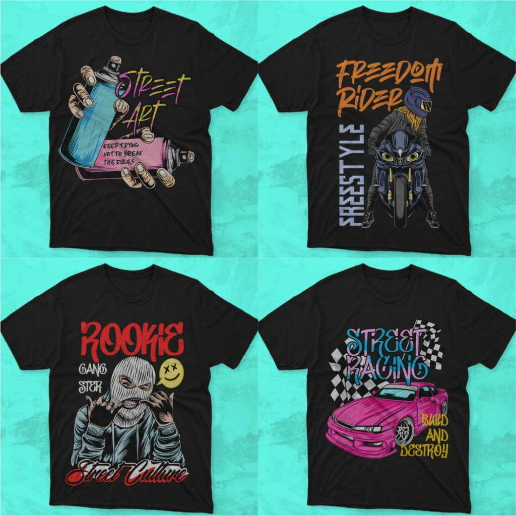 Urban Street Culture T-shirt Designs Vector Bundle - MasterBundles