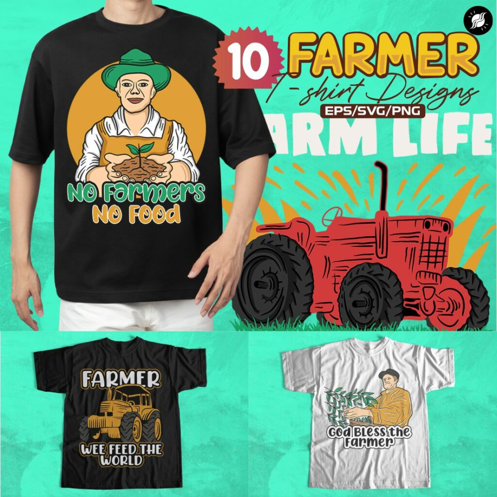 Farmer T-shirt Designs Vector Bundle, Farming T shirt Designs ...