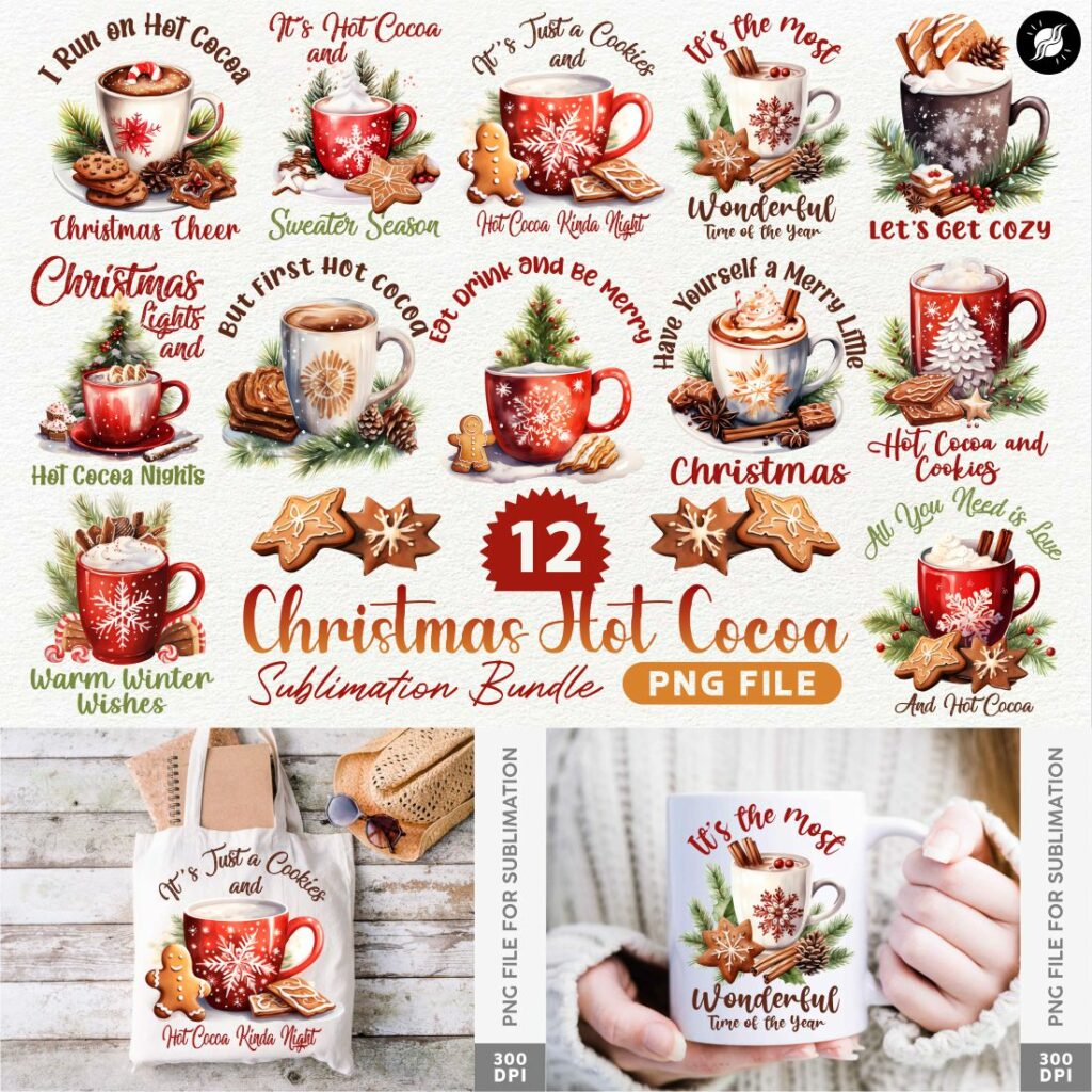 Christmas Hot Cocoa Sublimation Designs Bundle - MasterBundles