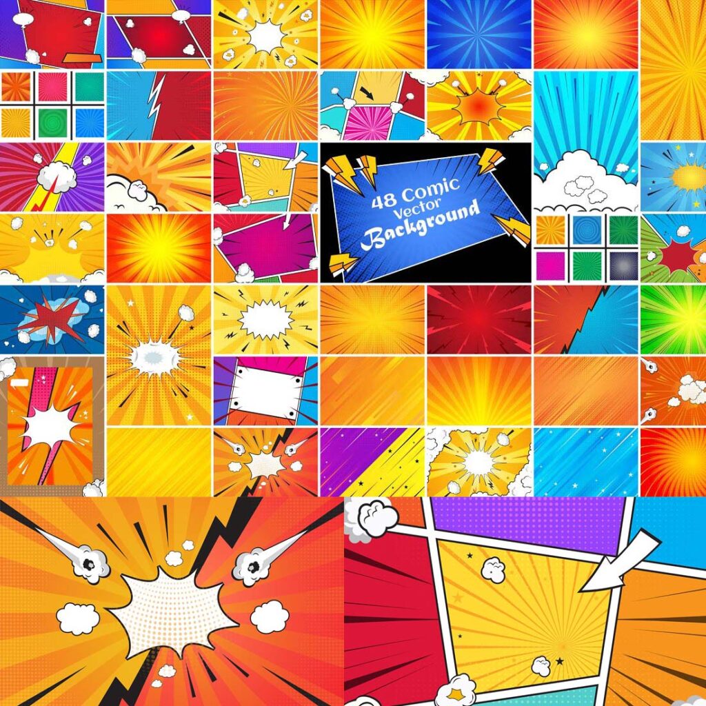 48 Vector Comic Background Bundle - MasterBundles