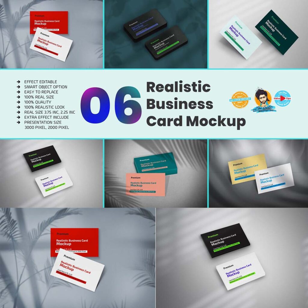 Realistic Unique Business Card Mockup - MasterBundles