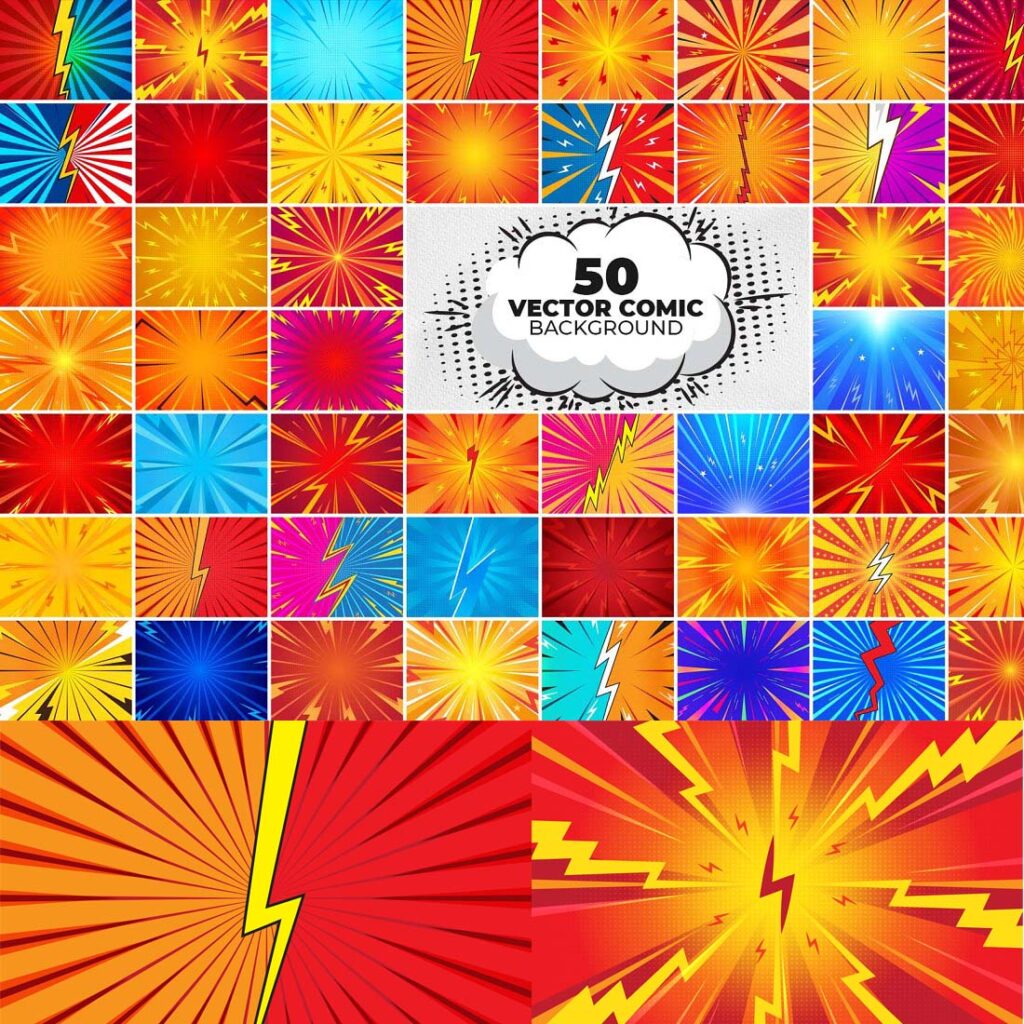 50 Vector Comic Background Bundle - MasterBundles