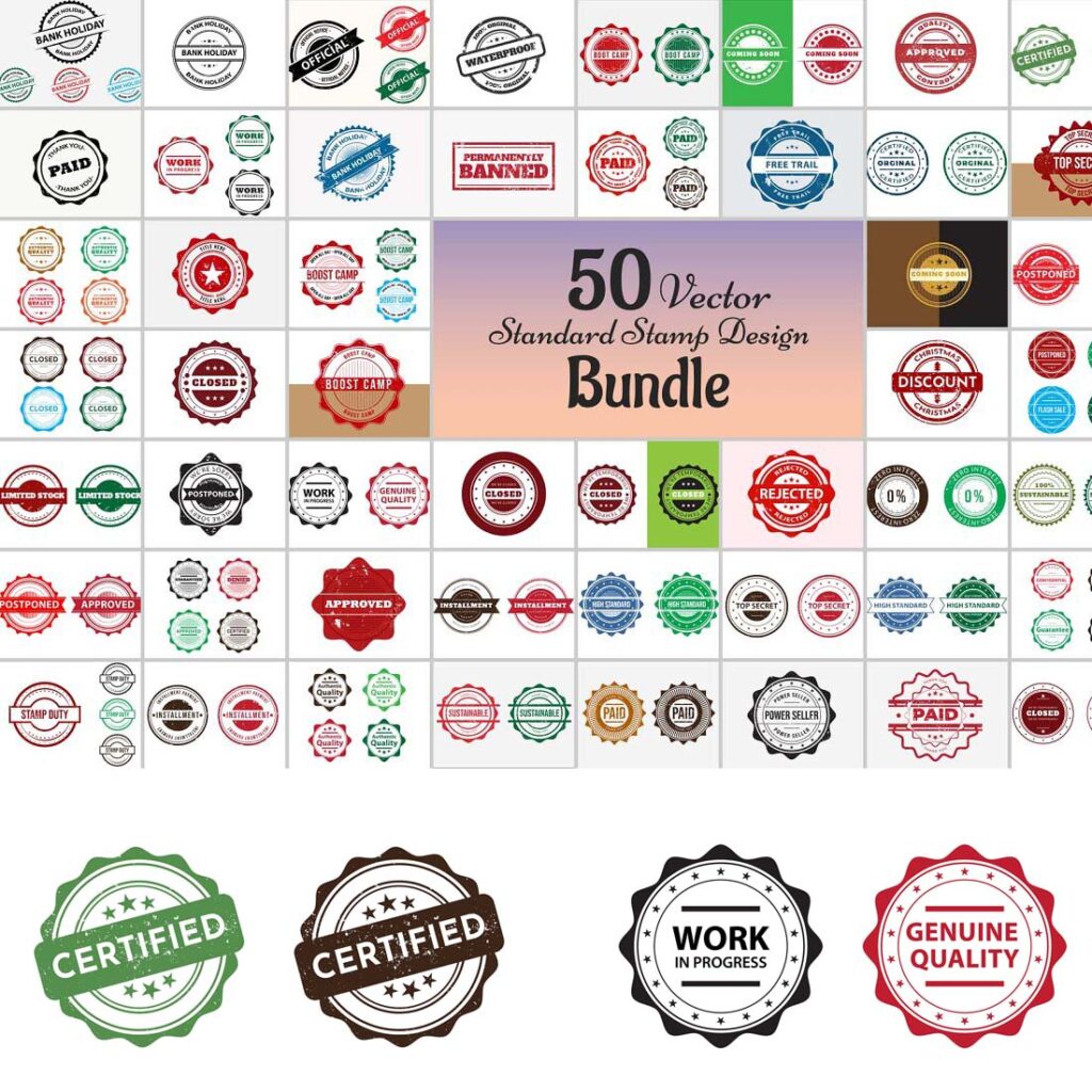 50 Standard Stamp Design Bundle - MasterBundles