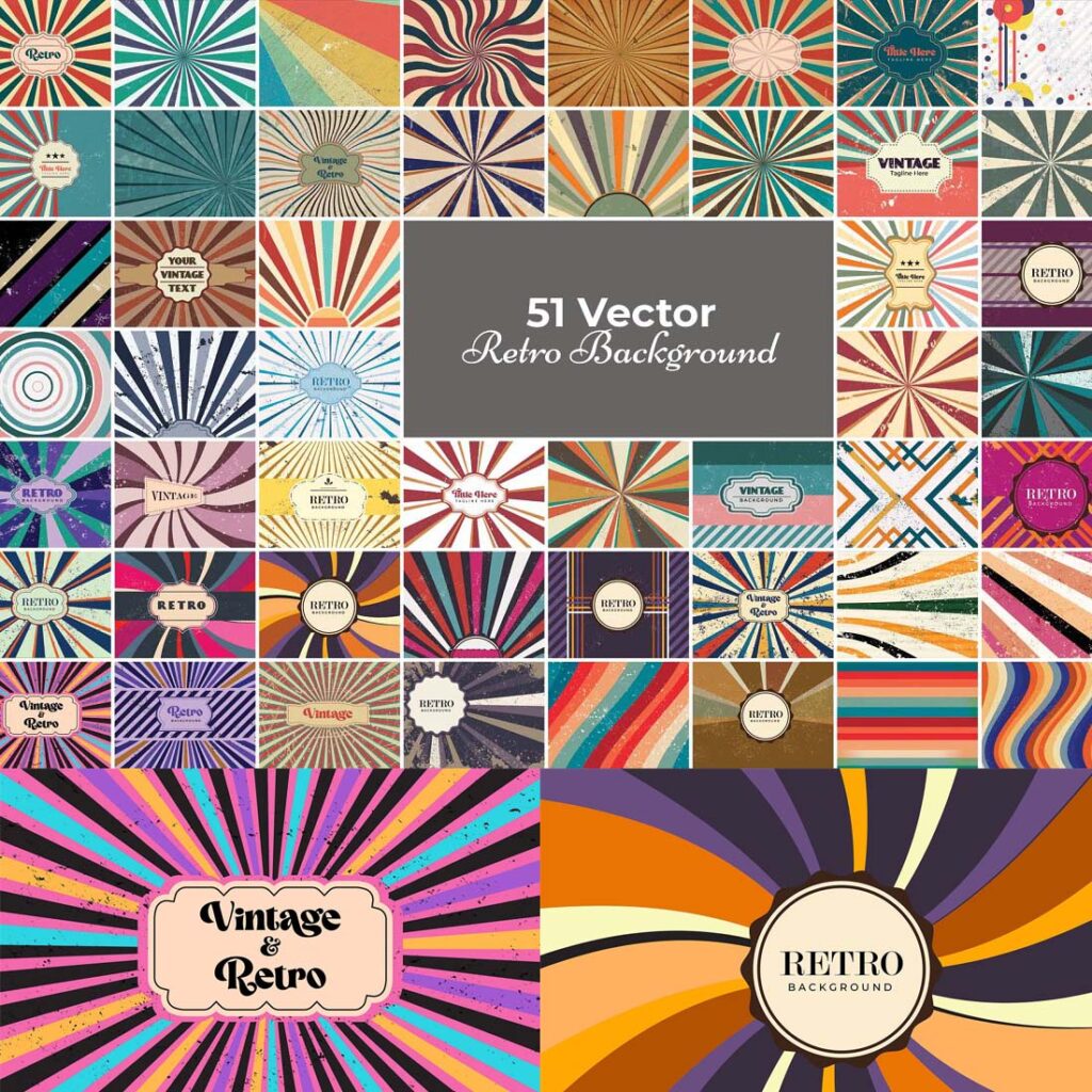 51 Vector Retro Background - MasterBundles
