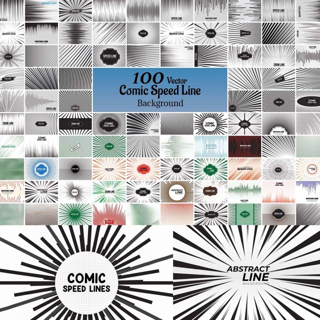 100 Comic Speed Line Vector Design - MasterBundles