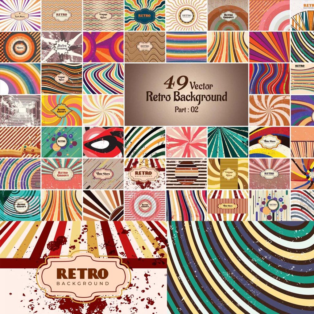 49 Vector Retro Background - MasterBundles