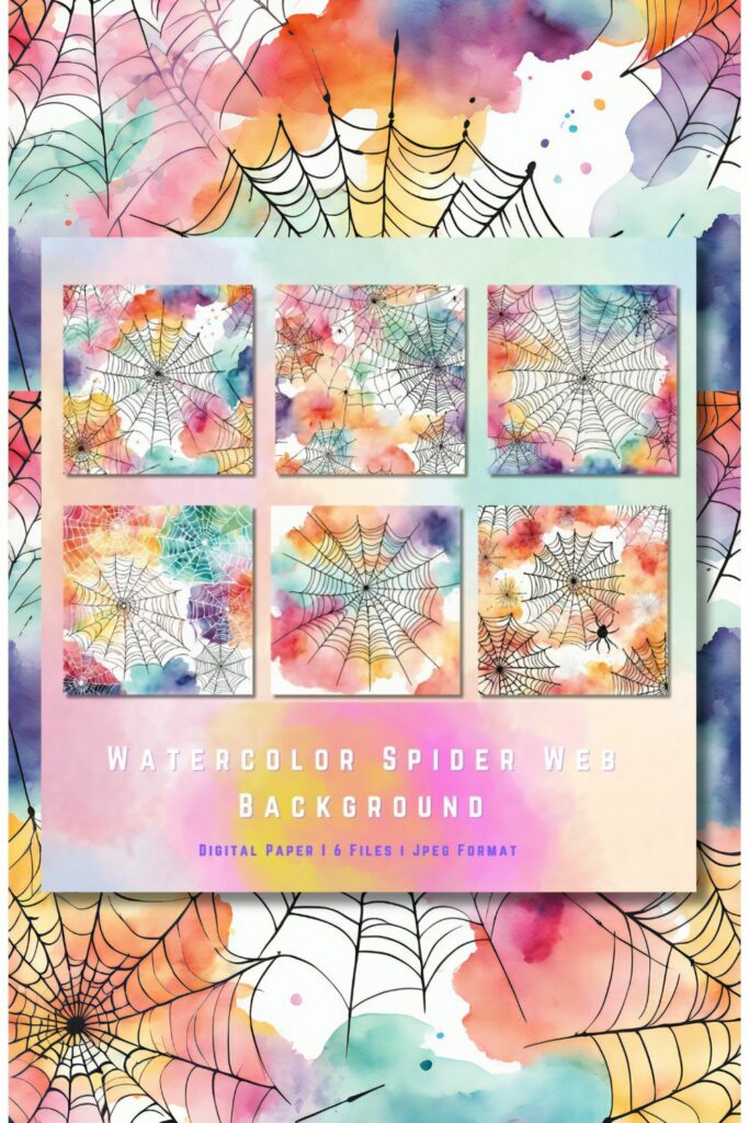 Watercolor Spider Web Background Collections - MasterBundles
