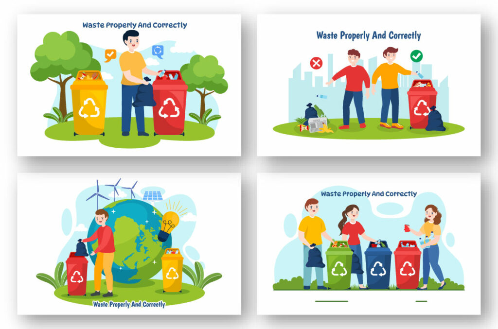 12 Waste Properly And Correctly Illustration - MasterBundles