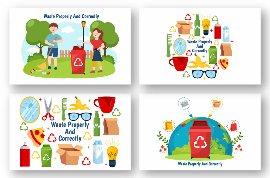12 Waste Properly And Correctly Illustration - MasterBundles