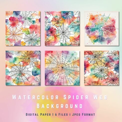 Watercolor Spider Web Digital Papers - MasterBundles