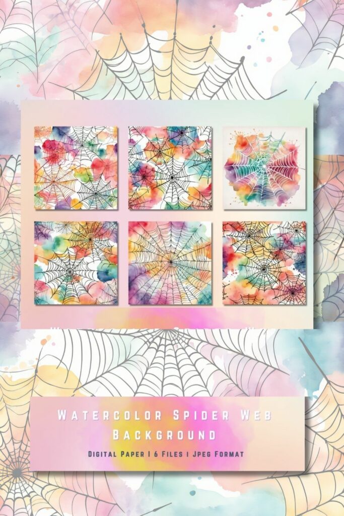 Watercolor Spider Web Digital Papers - MasterBundles