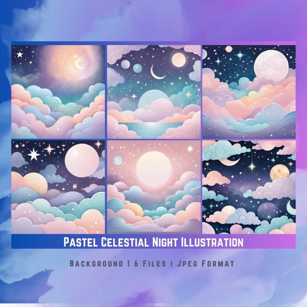 Pastel Celestial Night Illustration - MasterBundles