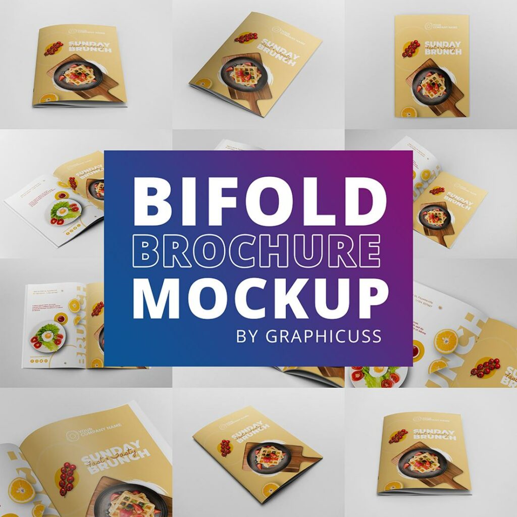 A4 Bifold Brochure Mockup 5 - MasterBundles