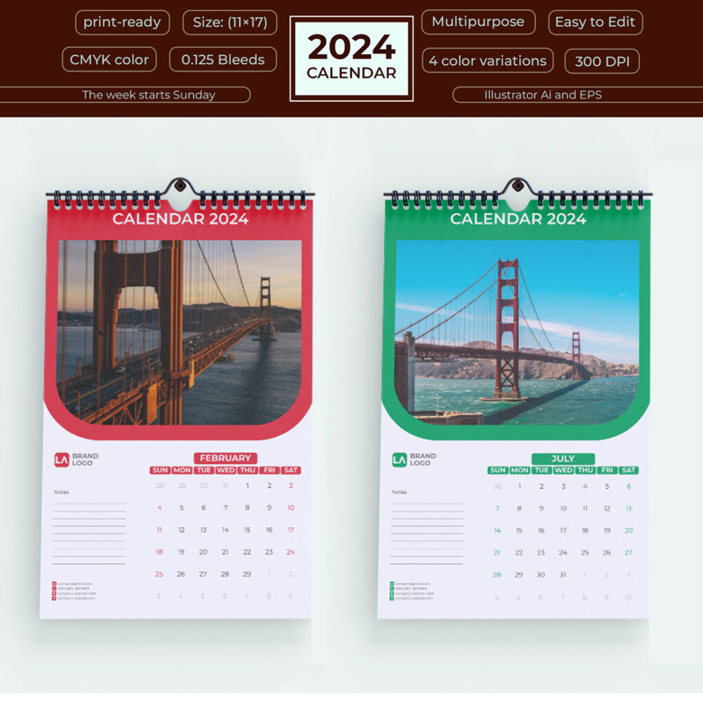 Wall Calendar 2024 - MasterBundles