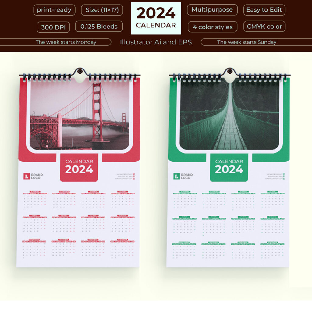 Company Wall Calendar 2024 - MasterBundles