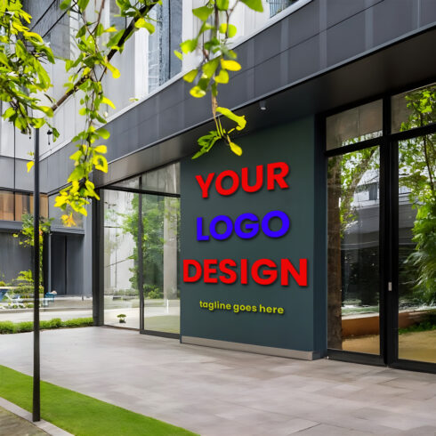 Outdoor wall logo Mockup - MasterBundles