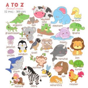 Alphabet A to Z Animal Version Vocabulary School Lesson Letter Reading ...