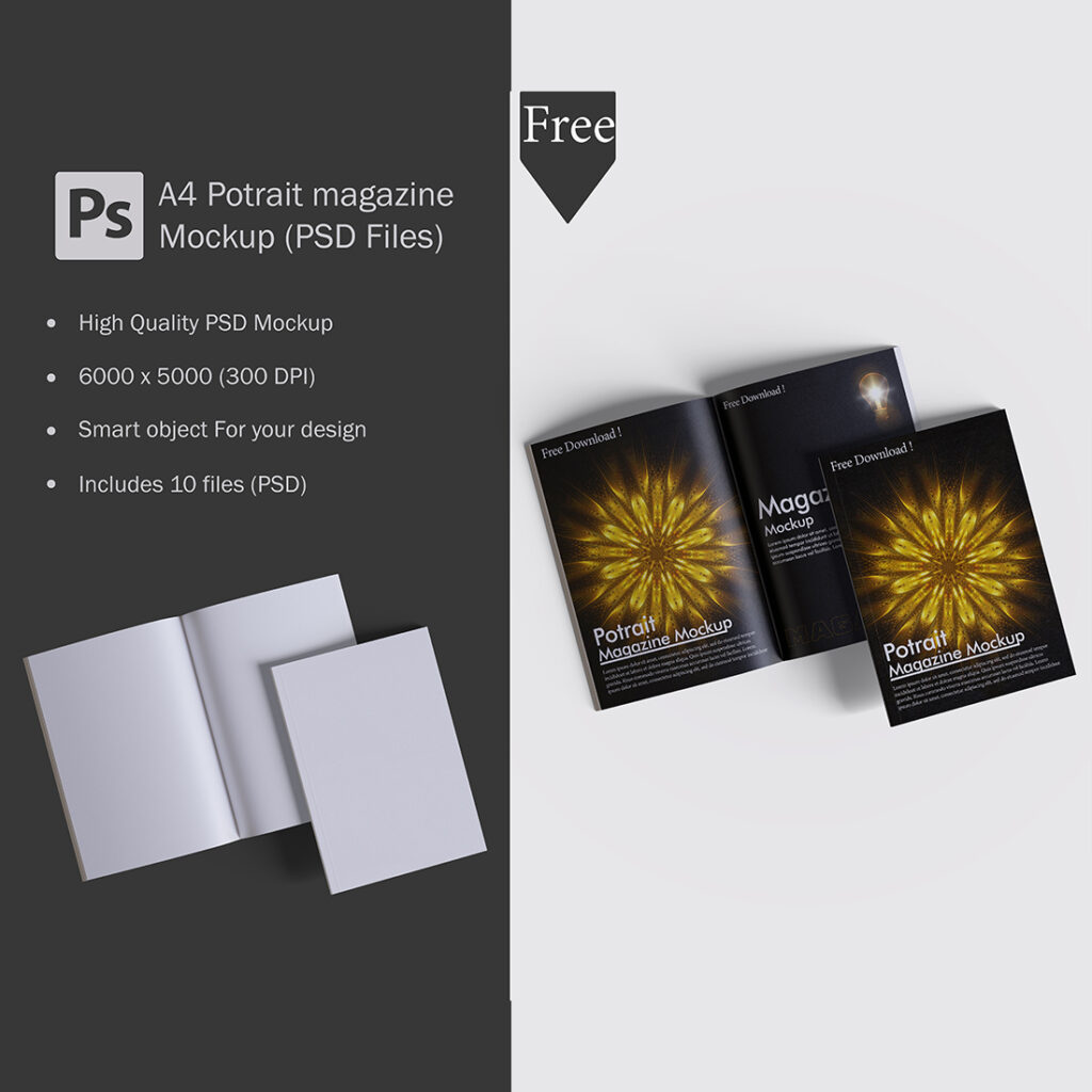 A4 Potrait Magazine Mockup Bundles - MasterBundles