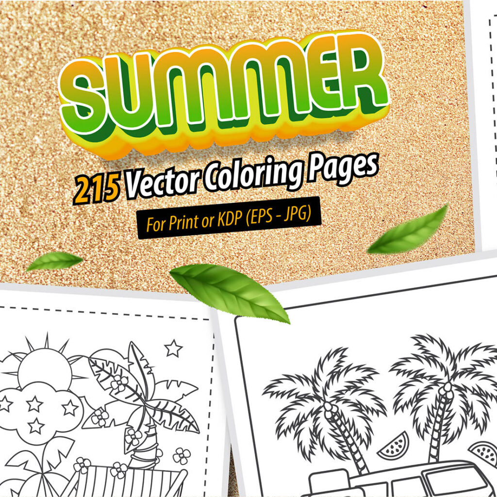 215 Vectors Summer Coloring Pages - MasterBundles